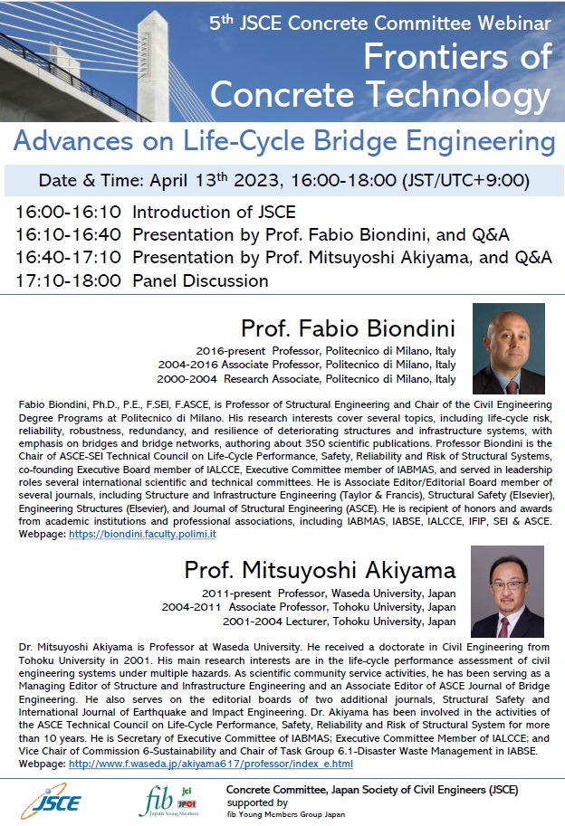5th JSCE Concrete Committee Webinar "Frontiers of Concrete Technology" | Japan Society of Civil ...